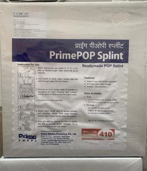 Prime Pop Splint Ready Made Pop Splint 410 Bharucha Associates
