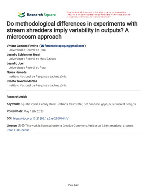 Pdf Do Methodological Differences In Experiments With Stream