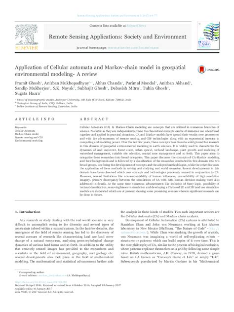 Pdf Application Of Cellular Automata And Markov Chain Model In