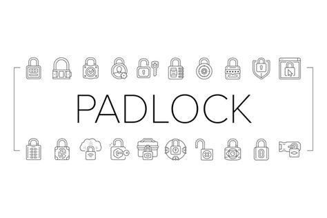 Padlock Lock Safe Password Key Icons Set Vector 2322378