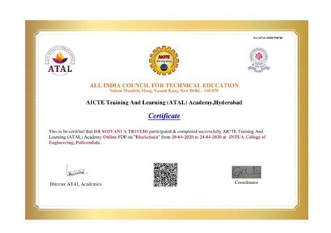 Learningexperience Fdp Blockchain Atal Aicte Jntu Dr Shivani A Trivedi