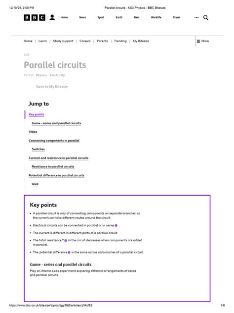 Parallel Circuits Ks3 Physics Bbc Bitesize Pdf Series And