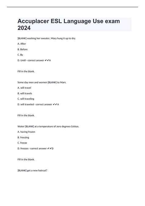 Accuplacer Esl Language Use Exam 2024 Accuplacer Esl Language S Stuvia Us