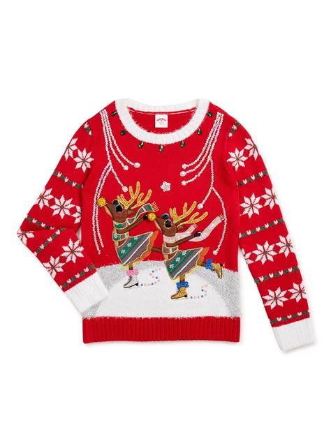 Holiday Time Girls 3d Embellished Christmas Sweater Sizes 4 18 And Plus