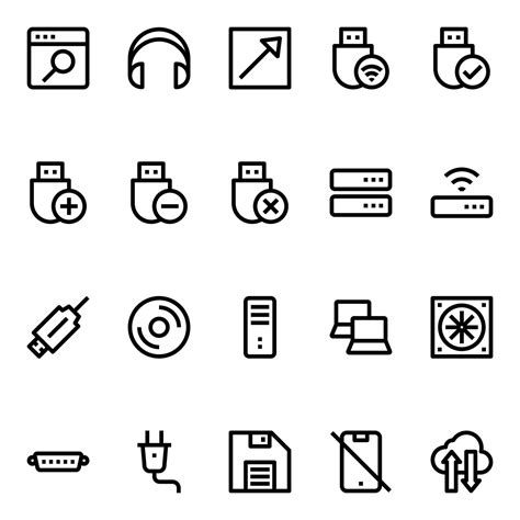 Outline Icons For Computer Hardware Vector Art At Vecteezy