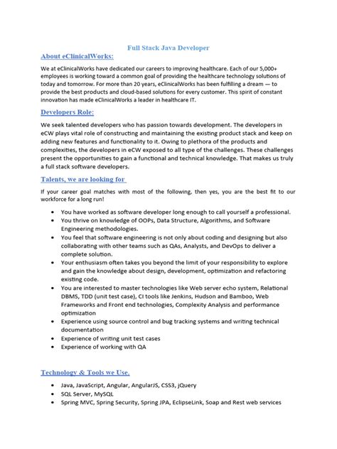 full stack java developer pdf unit testing systems architecture