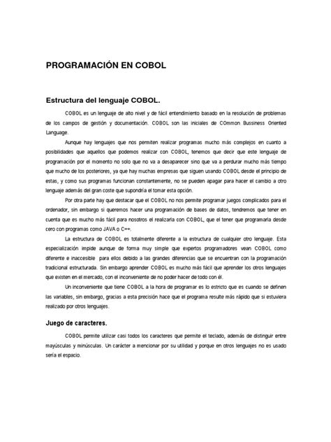 Programaacion Cobol Pdf Programa De Computadora Programación