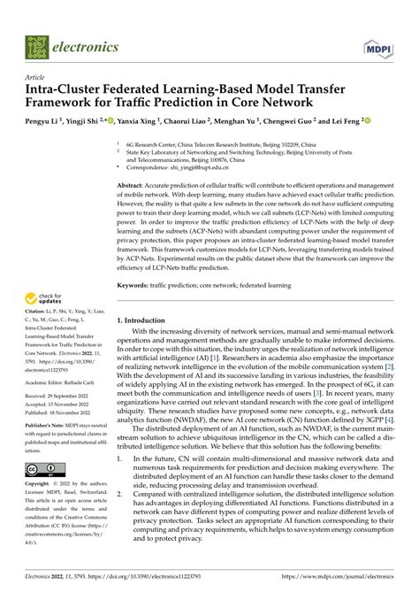 pdf intra cluster federated learning based model transfer framework