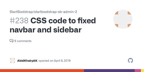Css Code To Fixed Navbar And Sidebar · Issue 238 · Startbootstrap