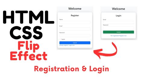 Css Flip Card Effect Registration And Login Form Html Css Animated Design Bootstrap