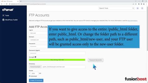 How To Create A File Transfer Protocol Ftp Account In Cpanel Fusionhost
