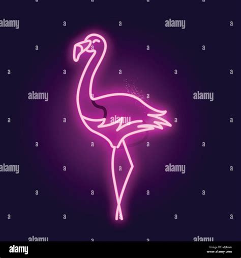 A Glowing Neon Tube Pink Flamingo Bird Sign Layered Vector Illustration Stock Vector Image