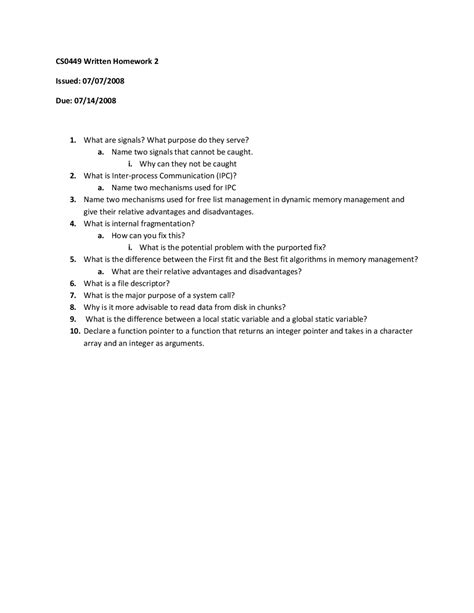 Homework 2 For Systems Software Cs 0449 Docsity