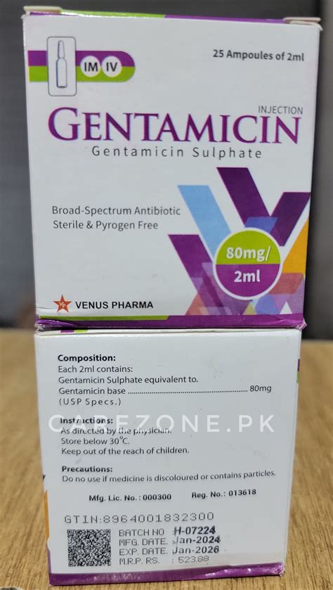 Gentamicin Injection 80mg 2ml Gentamicin Sulphate 25 Ampoules Im