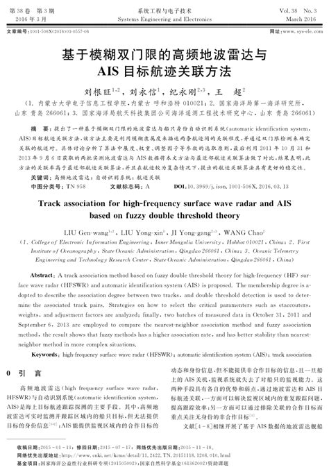 Pdf Track Association For High Frequency Surface Wave Radar And Ais