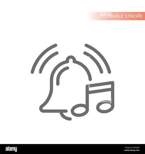 Bell And Music Notes Line Vector Icon Sound Note And Noise Symbol