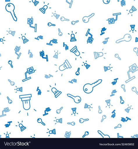 Set Line Motion Sensor Key And Security Camera Vector Image