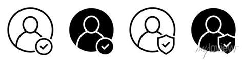Set Of User Accept Icons Profile With Checkmark Icon Avatar Posters For The Wall • Posters