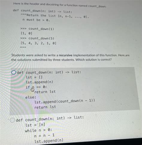 Solved Here Is The Header And Docstring For A Function Named