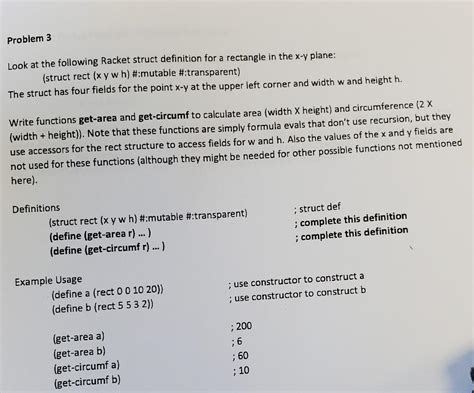 Solved Problem 3 Look At The Following Racket Struct