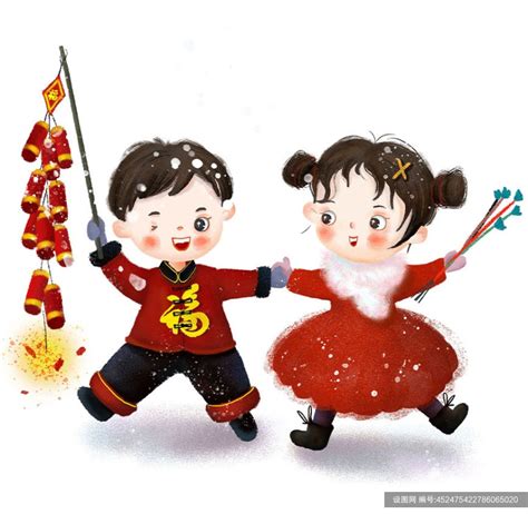 喜庆春节兔年新年卡通插画福娃门前放鞭炮免费下载psd格式3000×3000像素编号452475422786065020 设图网