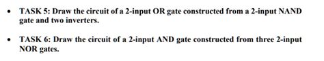 Solved Task 5 Draw The Circuit Of A 2 Input Or Gate Constructed From