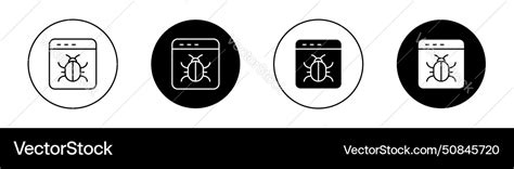 Bug Icon Set Malware Computer Virus Symbol In A Vector Image