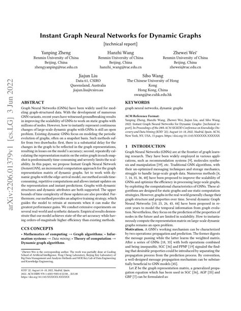 instant graph neural networks for dynamic graphs deepai