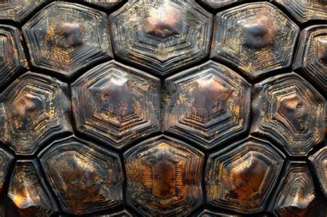 Turtle Shell Texture With Copy Space Close Up Turtle Pattern Reptile