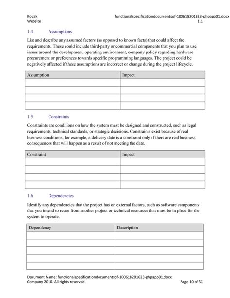 Functional Specification Documents Of Docx Operating Systems