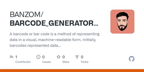Github Banzom Barcode Generator Python A Barcode Or Bar Code Is A Method Of Representing Data