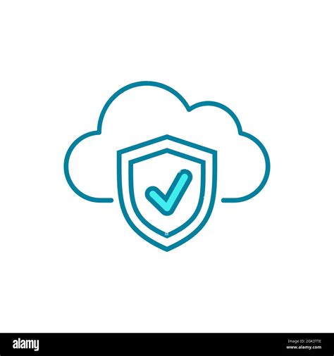 Safe Cloud Computing Line Icon Cloud With A Shield Private Cloud