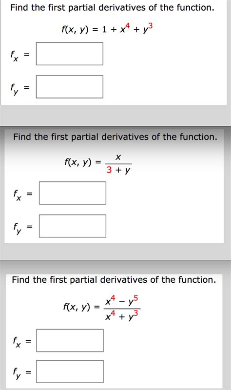 Solved Find The First Partial Derivatives Of The Function