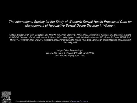 The International Society For The Study Of Women S Sexual Health Process Of Care For Management