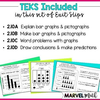 2nd Grade Data Analysis Bar Graphs Pictographs Exit Tickets TEKS 2