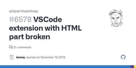 Vscode Extension With Html Part Broken · Issue 6578 · Eclipse Theia