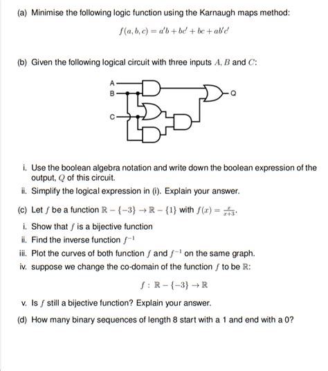 A Minimise The Following Logic Function Using The