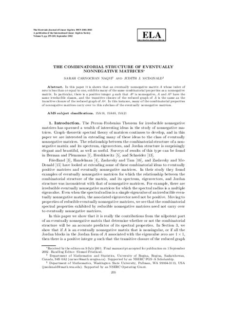 Pdf The Combinatorial Structure Of Eventually Nonnegative Matrices