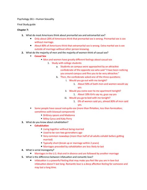 Final Study Guide Psychology 261Human Sexuality Final Study Guide Chapter 7 1 What Do Most