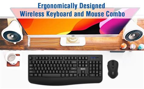Wireless Keyboard And Mouse Combo Edjo 2 4g Full Sized Ergonomic Computer Keyboard