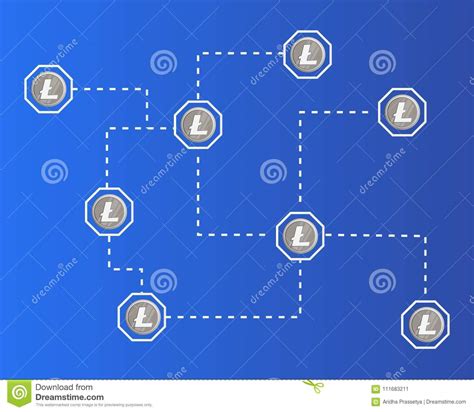 blockchain litecoin technology connected background stock vector illustration of graphic