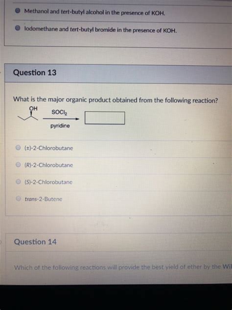 Solved Methanol And Tert Butyl Alcohol In The Presence Of
