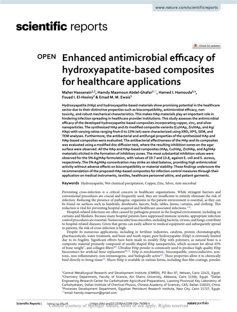 Pdf Enhanced Antimicrobial Efficacy Of Hydroxyapatite Based Composites For Healthcare Applications