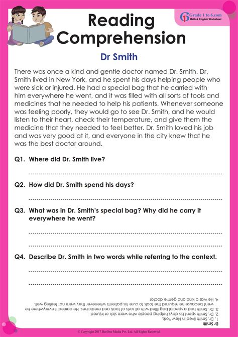 Reading Comprehension For Grade 1 Workbook Beeone Books Teaching Resources