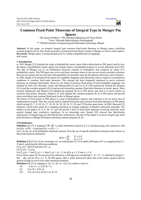 Common Fixed Point Theorems Of Integral Type In Menger Pm Spaces Pdf