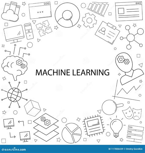 Vector Machine Learning Pattern With Word Stock Vector Illustration Of Wallpaper Isolated
