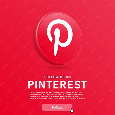 Siga Nos No Logotipo 3d Do Pinterest Com Botão Da Web E ícone Do Cursor