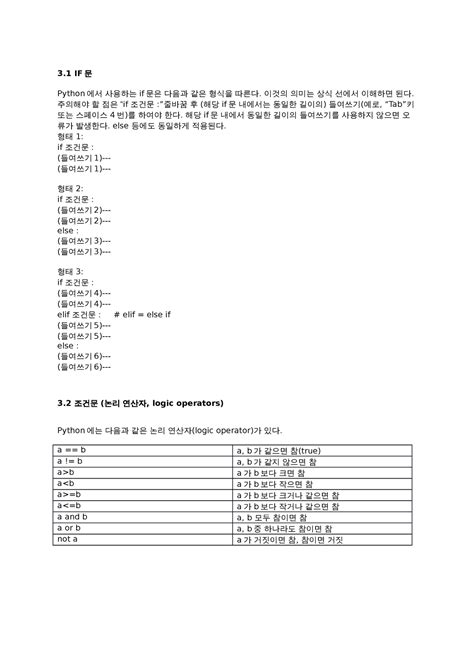 Python 2 3 IF 문 Python 에서 사용하는 if 문은 다음과 같은 형식을 따른다 이것의 의미는 상식 선에서 이해하면 된다 주의해야 할 점은 if 조건문