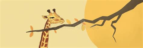 A Giraffe Standing Next To A Tree Branch Ai Generative Image Stock Illustration Illustration