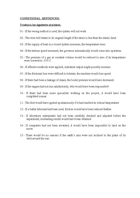 Conditional Sentences 1ª Parte Conditional Sentences Traduzca Las Siguientes Oraciones 01